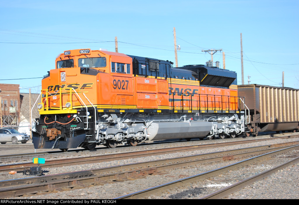 BNSF 9027 Heads eastbound as a Rear DPU on a Loaded Coal Train Heading to BNSF Glendive, Montana.